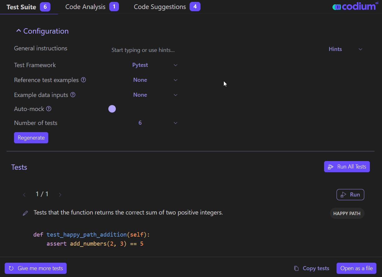 Generate Test Suite Easily | Qodo