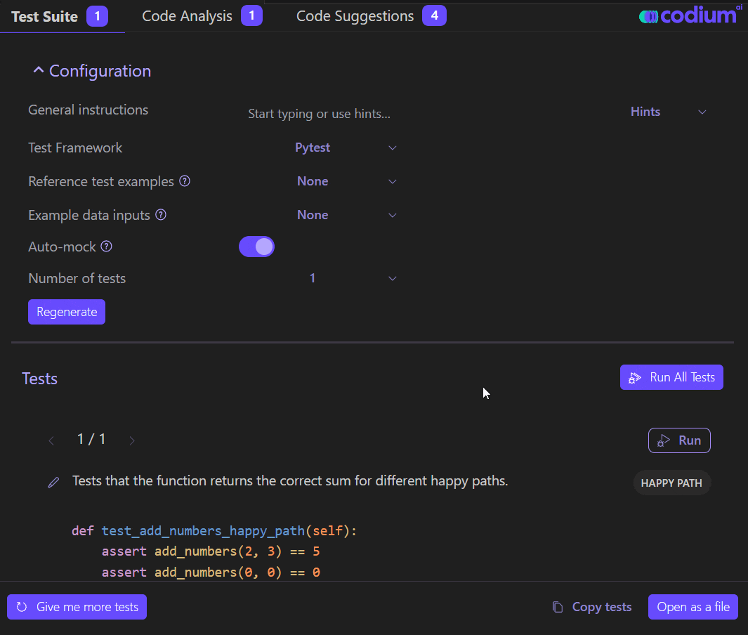 Generate Test Suite Easily | Qodo